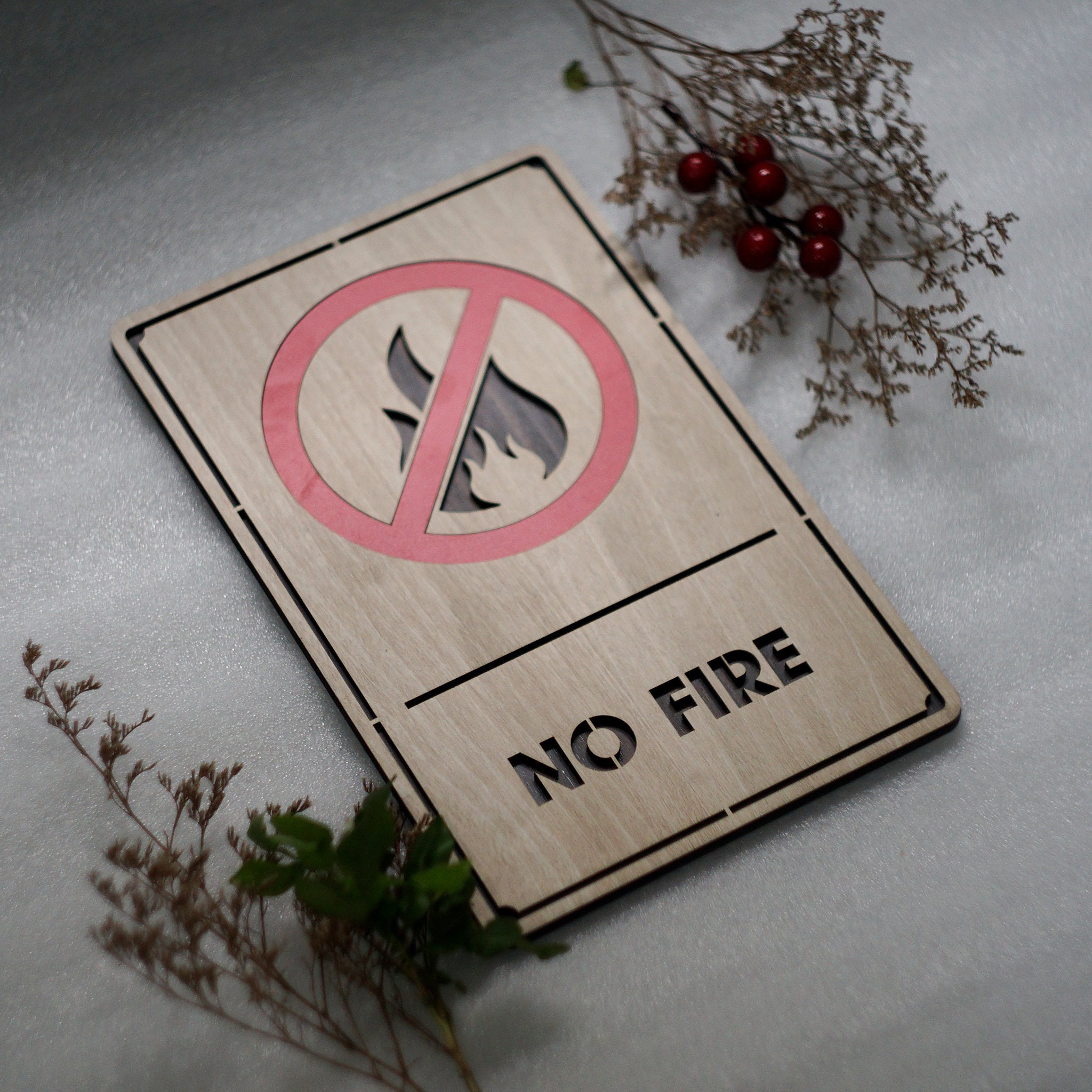 No Fire Wooden Sign, No Fire Area Sign, Warning Fire Sign Decor - Etsy