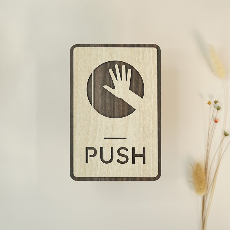 Pull Push Wooden Sign, Set of 2 Pull & Push Signs, Pull and Push Door ...