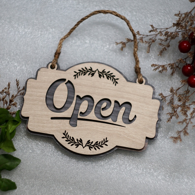 Personalized Wood Open Closed Sign: Double Sided Business Signage - Etsy
