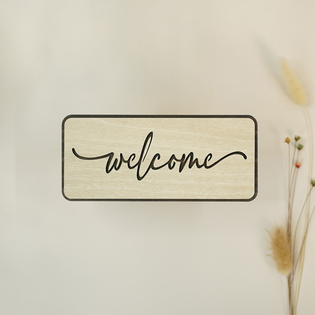 Welcome Sign, Welcome Door Sign, Wooden Sign 3D, Door Sticker Sign ...
