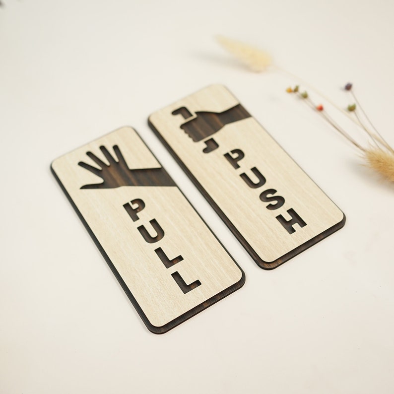 Pull/push Wooden Sign, Pull and Push Door Signs, Pull Push Wood Sign ...