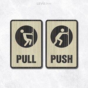 Wooden Push & Pull Door Sign Set, Doorway Signs, Hotel Doors, Office ...