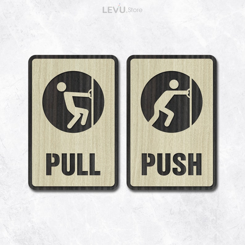 Wooden Push & Pull Door Sign Set, Doorway Signs, Hotel Doors, Office ...
