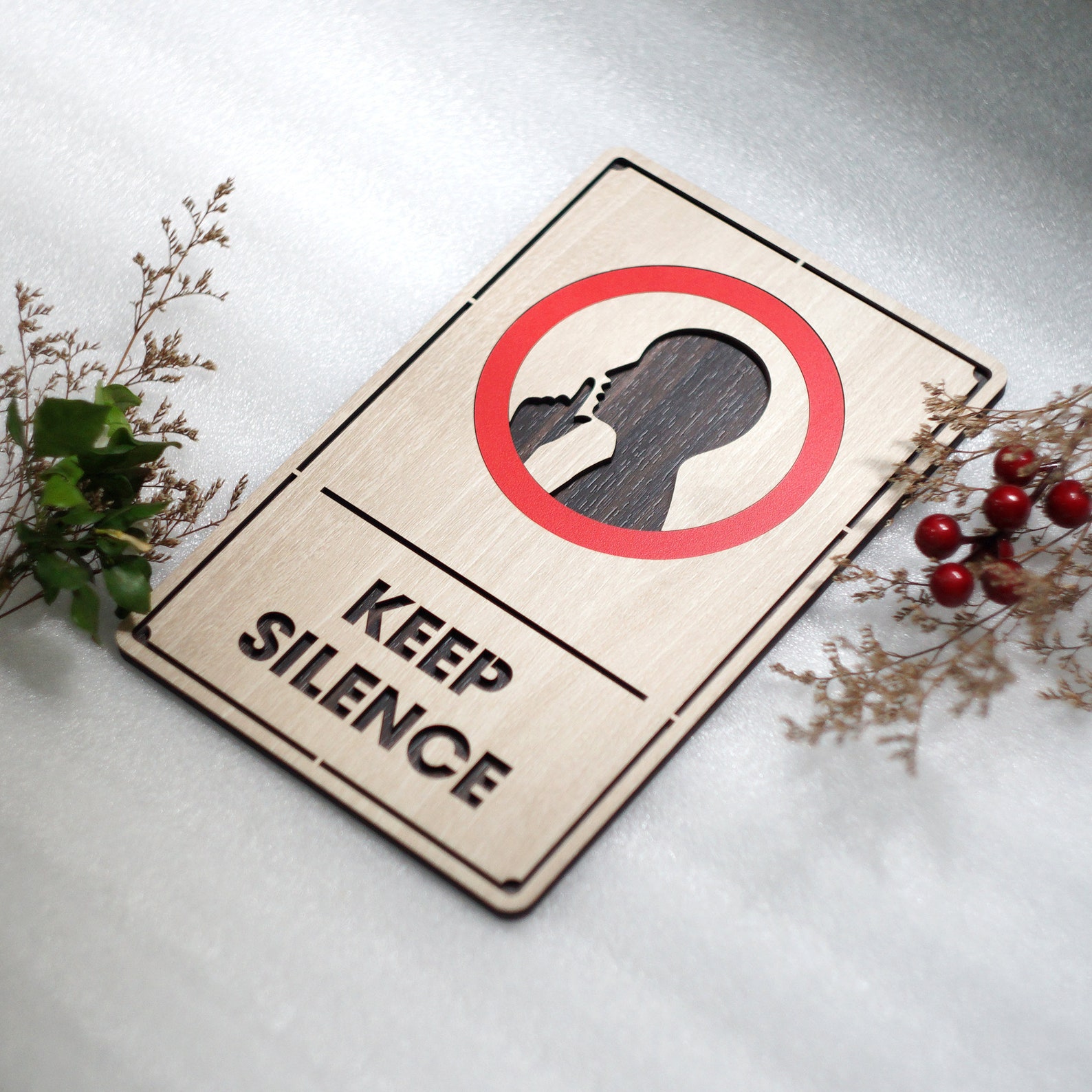 Keep Silence Wooden Sign, Keep Silence Area Sign, Keep Silence Door ...