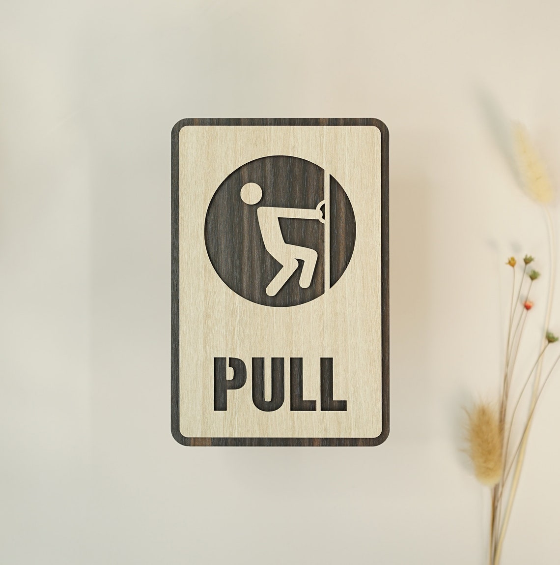 Pull & Push Signs, Pull Push Wood Sign, Pull and Push Door Signs, Home ...