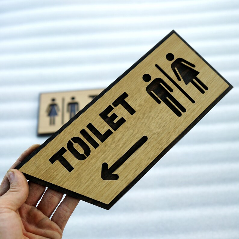 Wooden Toilet Door Sign Decor, Restroom Sign, Bathroom Signs, WC Sign ...