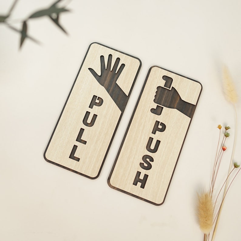 Pull/push Wooden Sign, Pull and Push Door Signs, Pull Push Wood Sign ...