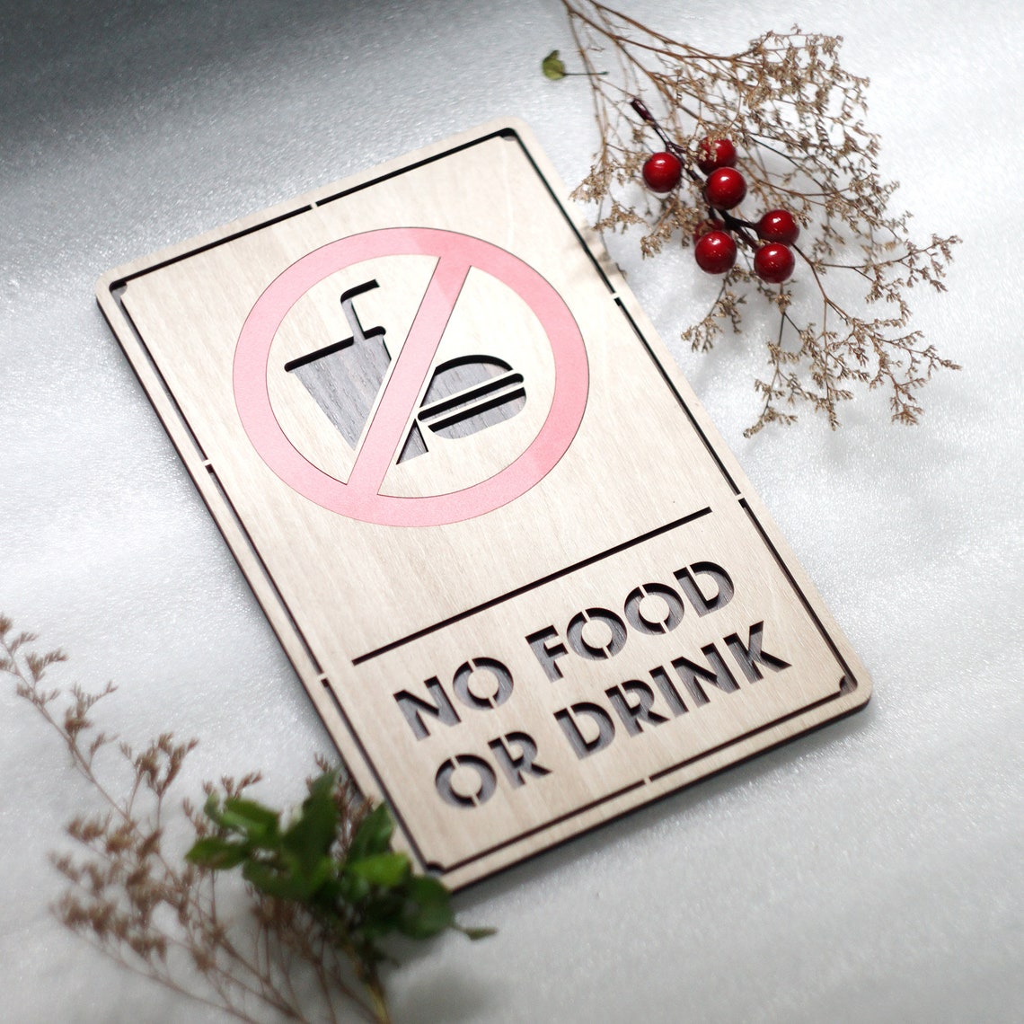 No Food or Drink Wooden Sign, No Food or Drink Area Sign, No Food or ...