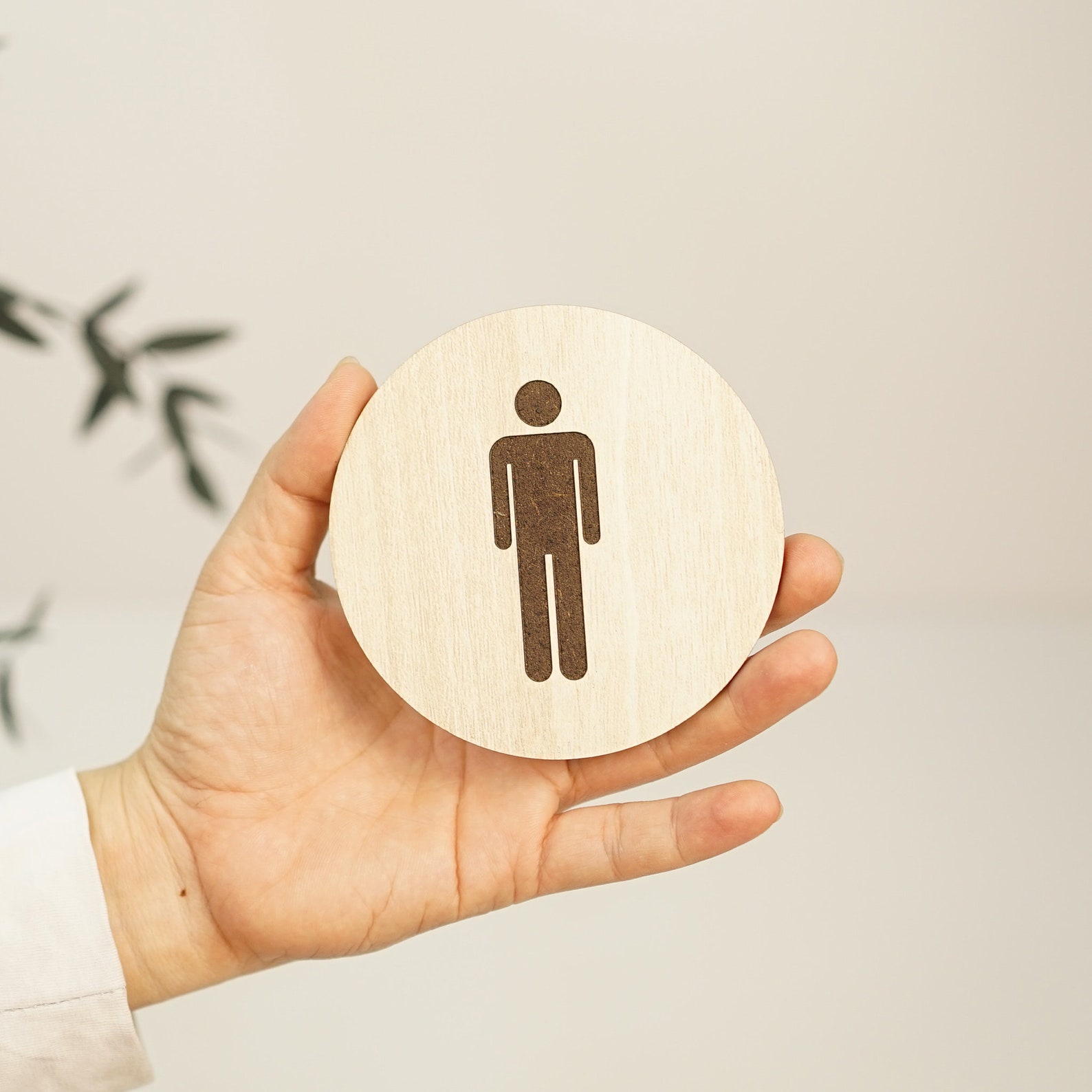 Restroom Sticker Wooden Sign, Toilet Sign, WC Sign Wood Self-adhesive ...