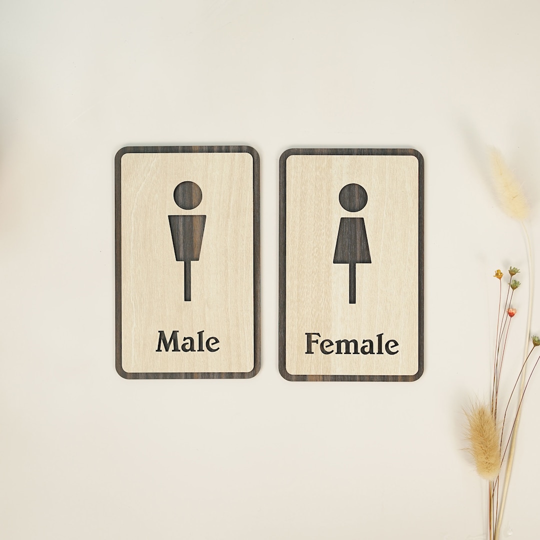 Male and Female Restroom Sign, Toilet Sign, WC Sign, Restroom Wooden ...