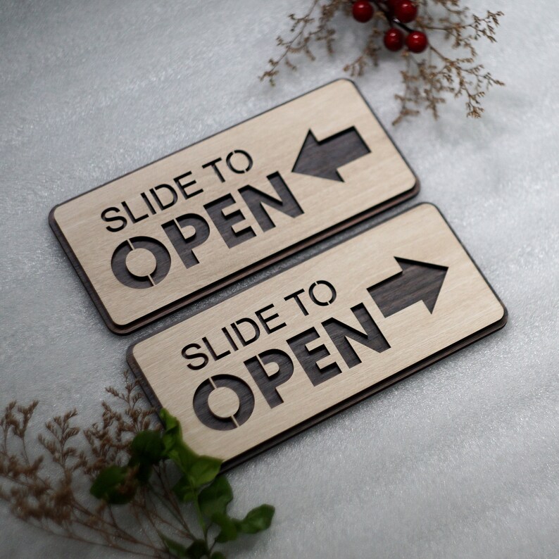 Slide to Open Sign, Wooden Sign, Office Decor, Hotel / Boutique / Store ...