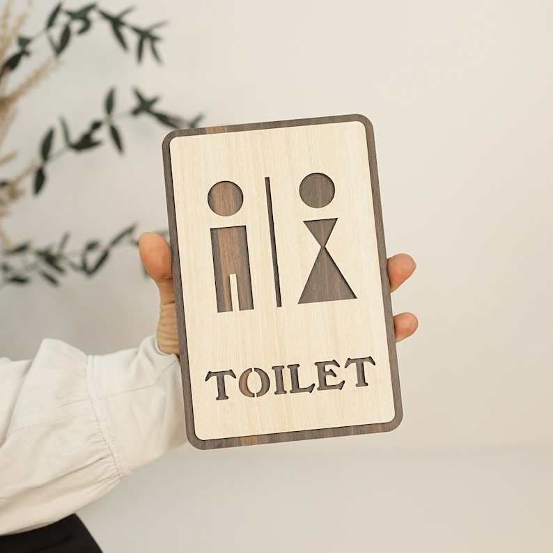 3D Wooden Toilet Sign: Vintage Restroom Door Decor - Etsy