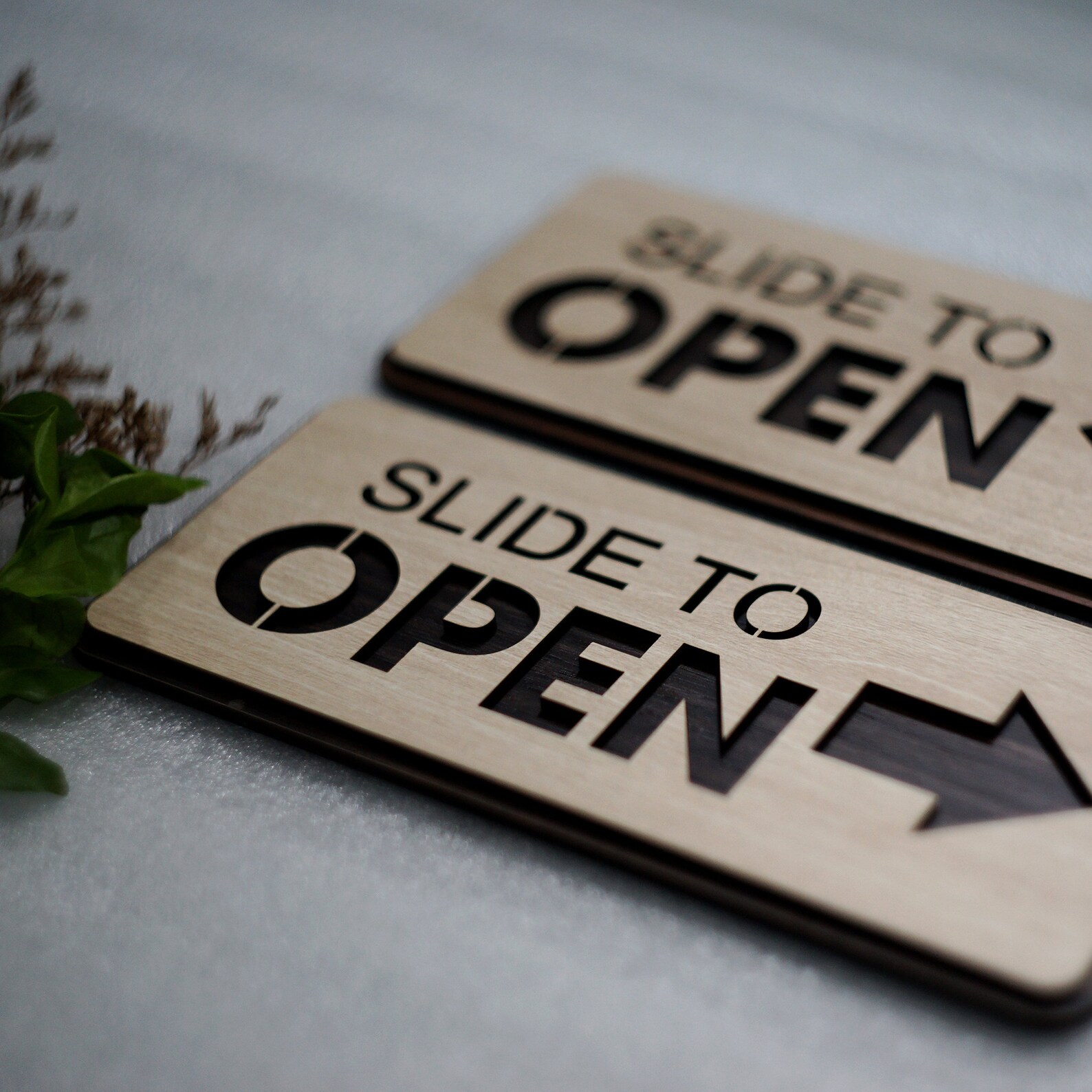 Slide to Open Sign, Wooden Sign, Office Decor, Hotel / Boutique / Store ...