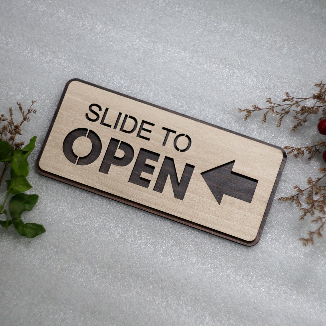 Slide to Open Sign, Wooden Sign, Office Decor, Hotel / Boutique / Store ...