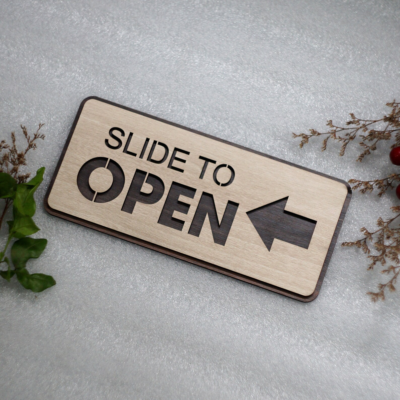 Slide to Open Sign, Wooden Sign, Office Decor, Hotel / Boutique / Store ...