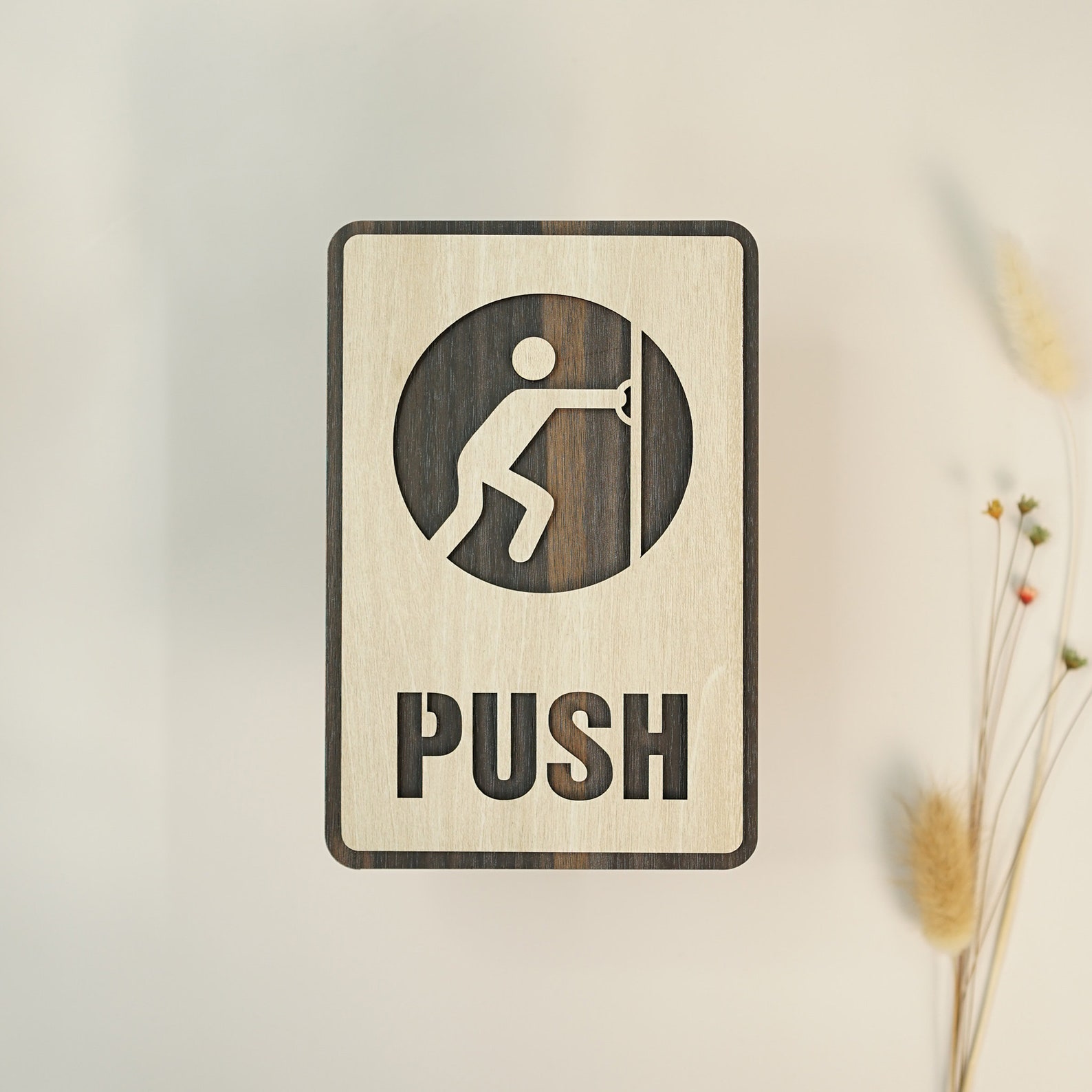 Pull & Push Signs, Pull Push Wood Sign, Pull and Push Door Signs, Home ...