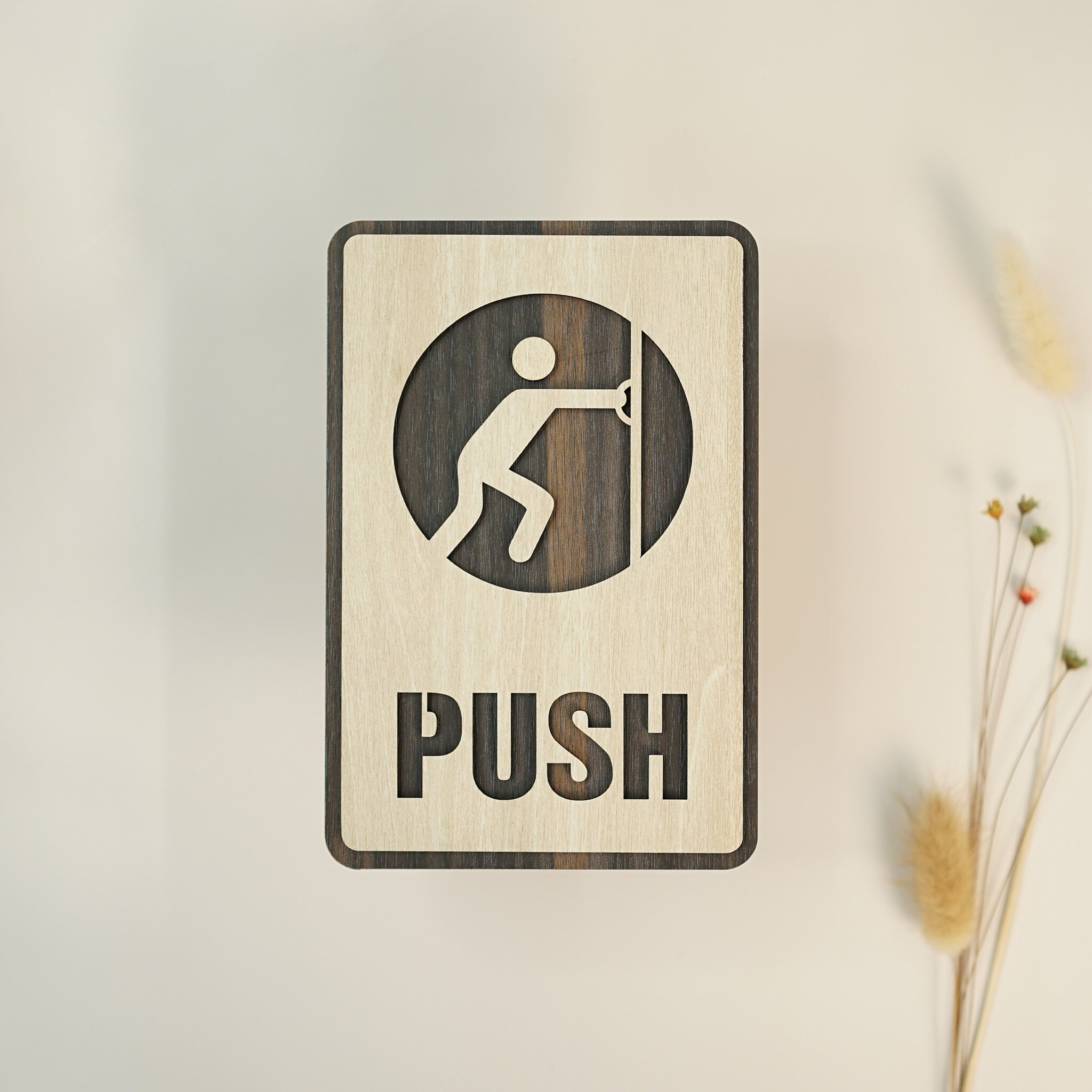 Pull & Push Signs, Pull Push Wood Sign, Pull and Push Door Signs, Home ...