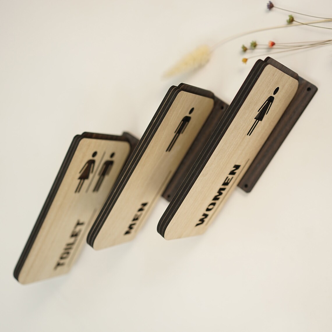 Toilet Sign, Men/women Toilet Sign, Wood Sign 3D, Toilet Wall Sign ...