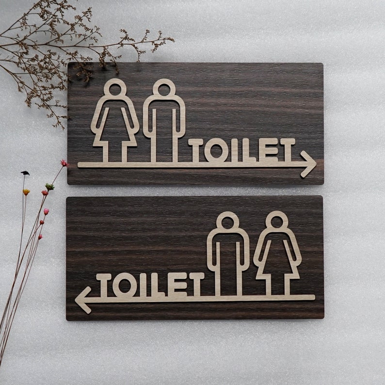 Toilet Wood Sign, Restroom Sign, Bathroom Sign, WC Sign, Wooden Door ...
