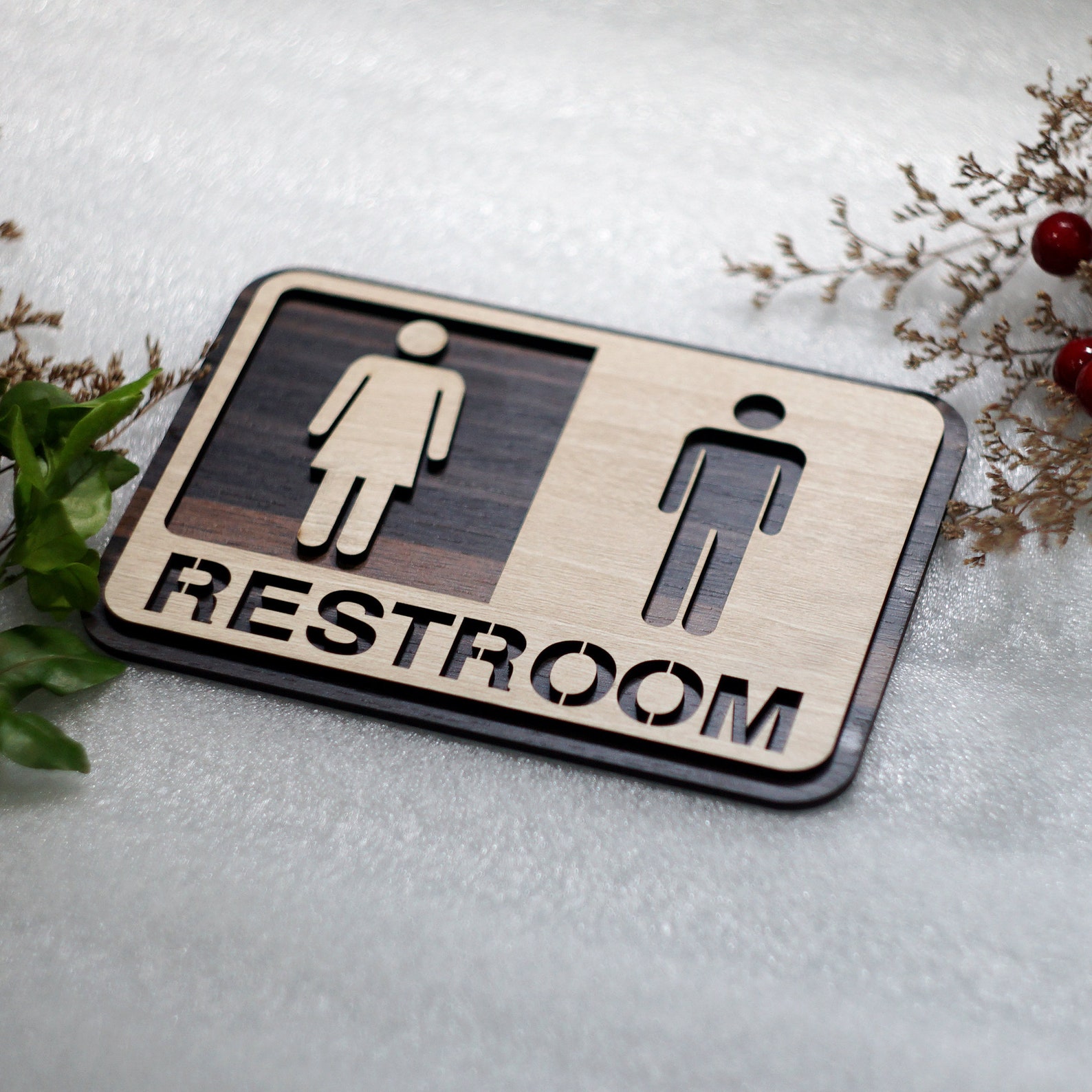 Wooden Restroom Sign Handmade Restroom Decor Signage WC - Etsy
