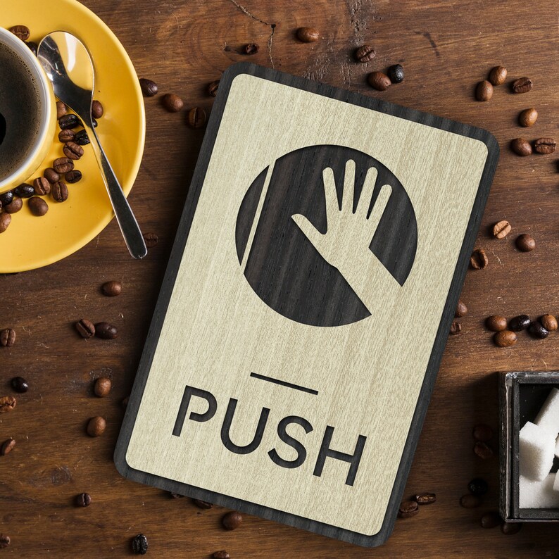 Wooden Push & Pull Door Sign Set, Doorway Signs, Hotel Doors, Office ...