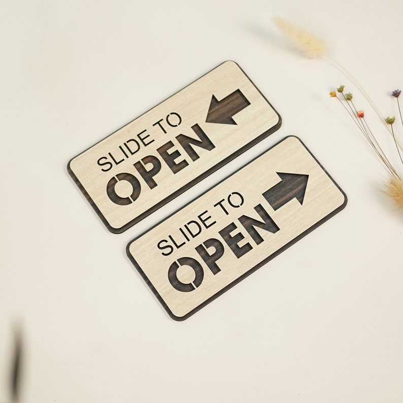Slide to Open Wood Sign, Door Sign Decor, 3D Wood Sign, Office Decor ...