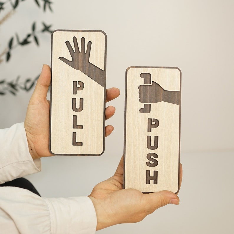 Pull/push Wooden Sign, Pull and Push Door Signs, Pull Push Wood Sign ...