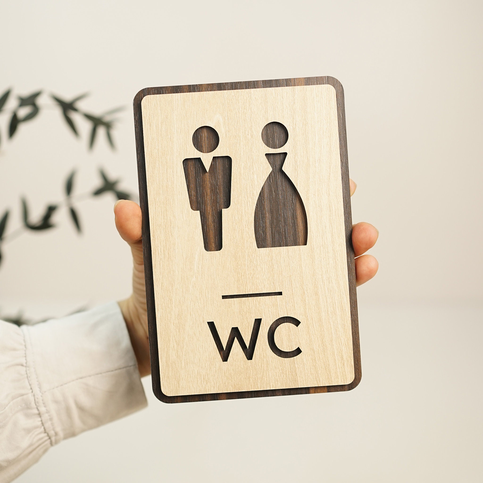 3D Wooden Restroom Sign: Modern Office Decor - Etsy