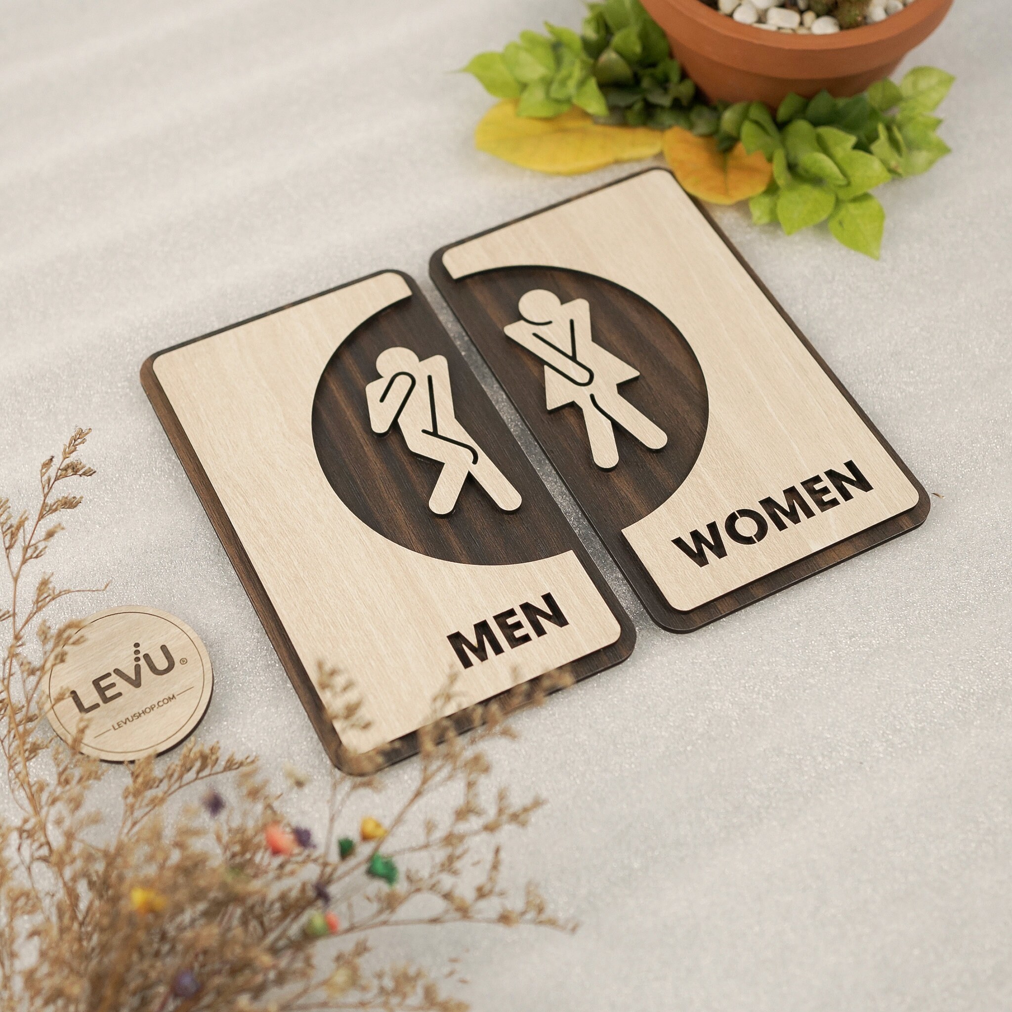 Restroom Men and Women Signs Bathroom Wooden Decor Signs Wooden Toilet ...