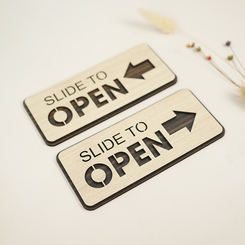 Slide to Open Wood Sign, Door Sign Decor, 3D Wood Sign, Office Decor ...