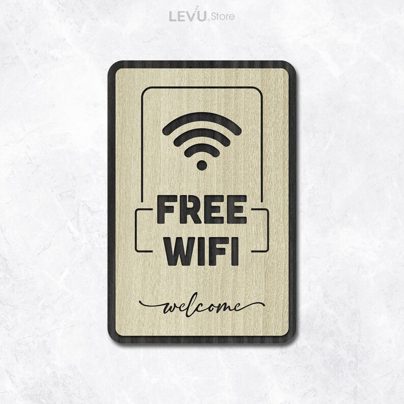 Wifi Password Sign, Free Wifi Sign, Wooden Wifi Sign, Public Sign ...