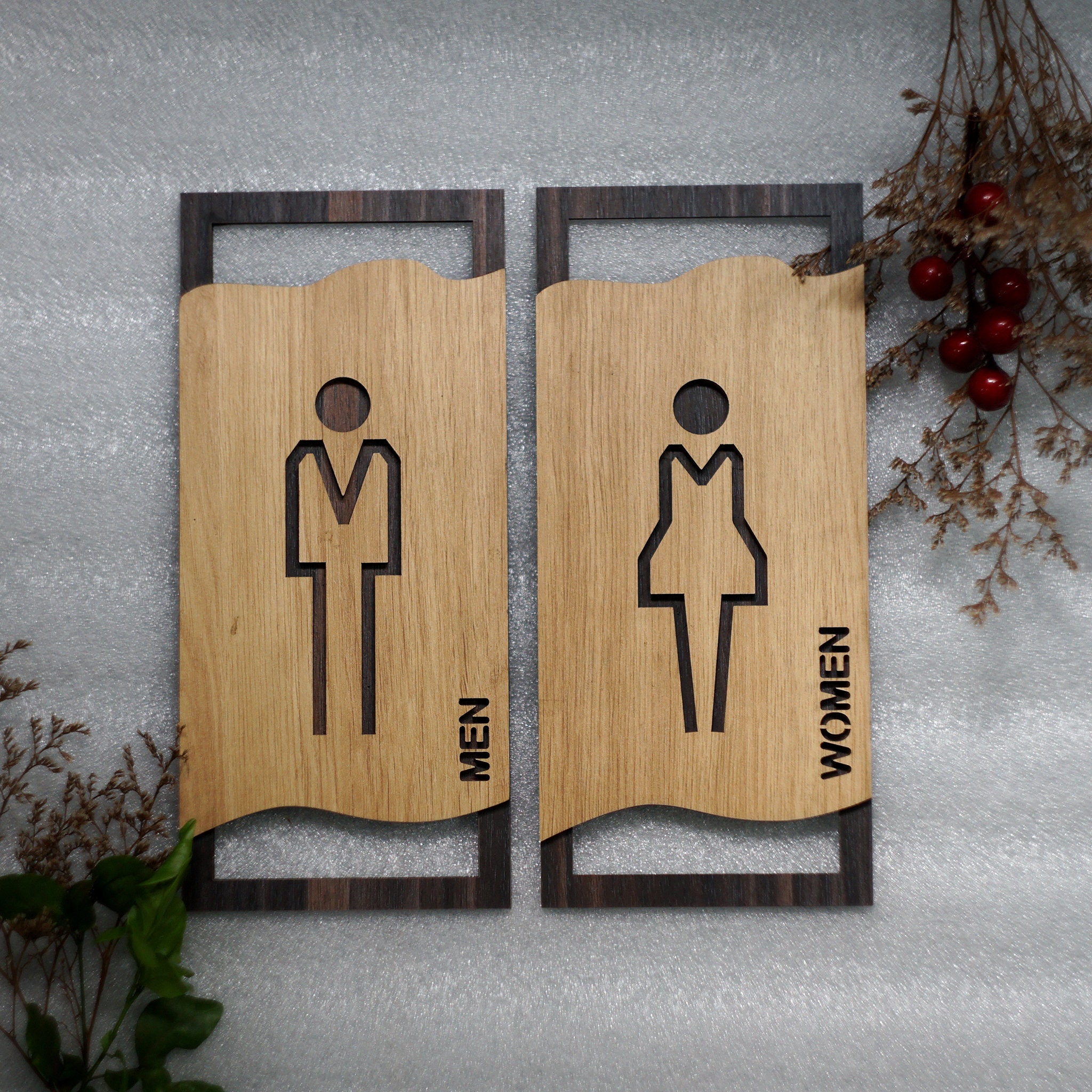 Signo de baño Hombres Mujeres Letrero de baño Letrero de puerta de ...