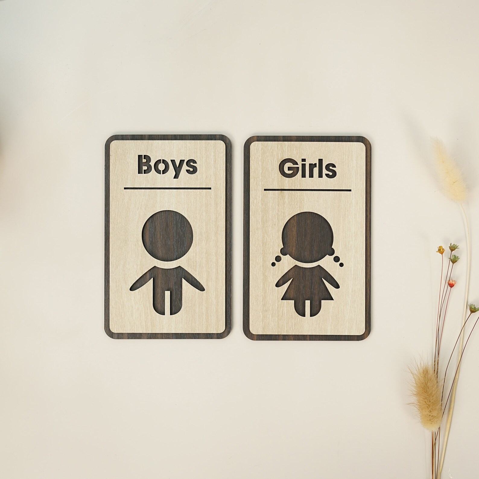 Boys and Girls Restroom Sign, WC Sign, Toilet Sign, Restroom Wooden ...