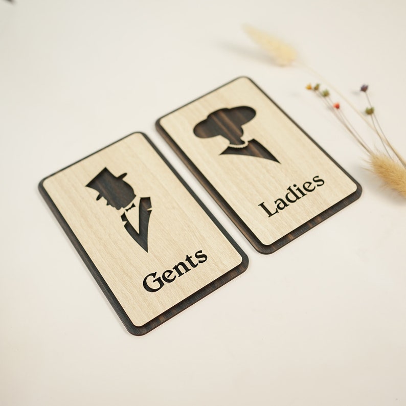 Vintage Wooden Restroom Sign: 3D Men and Women WC Decor - Etsy