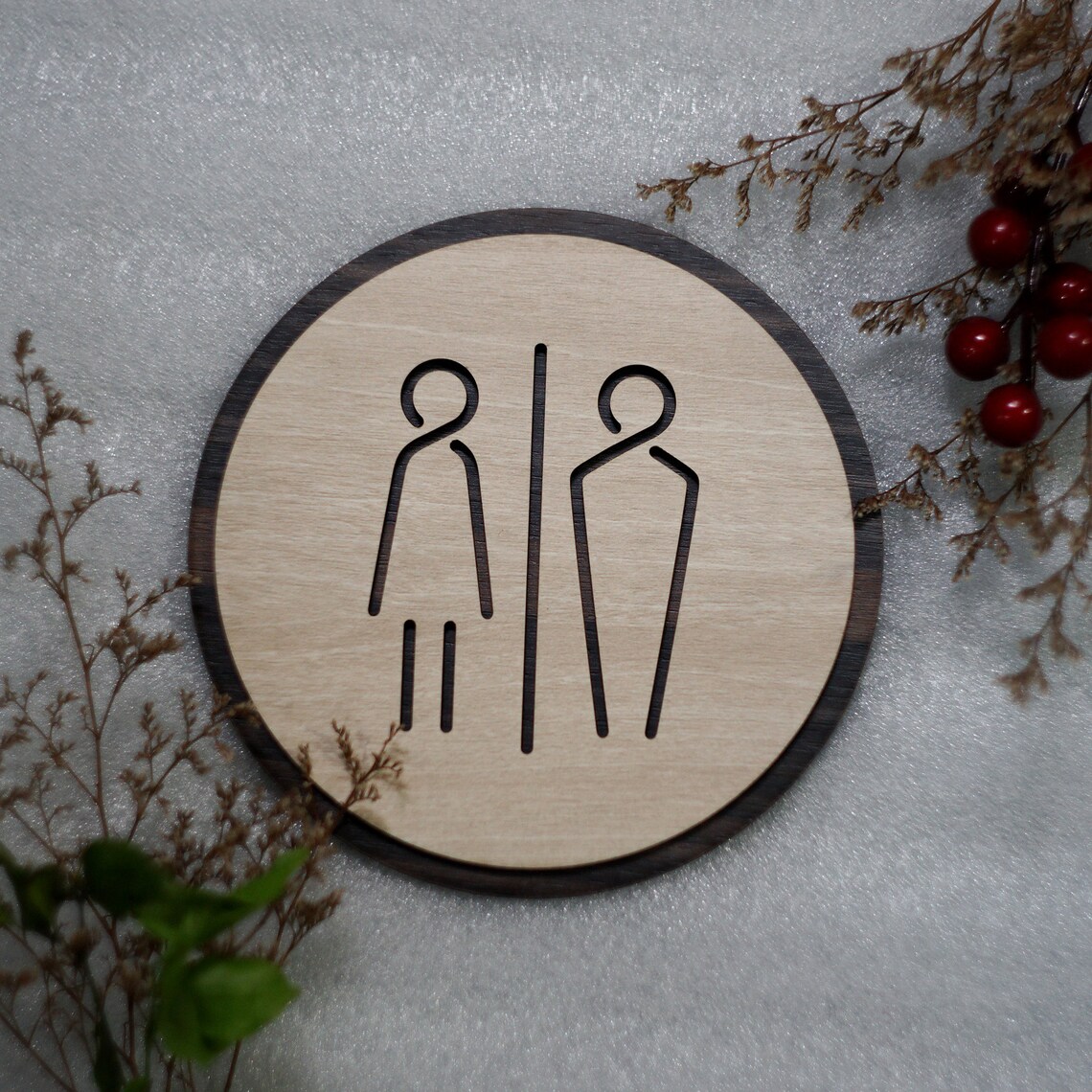 Toilet Wooden Sign, Handmade WC Decor, Bathroom Sign, Men and Women ...