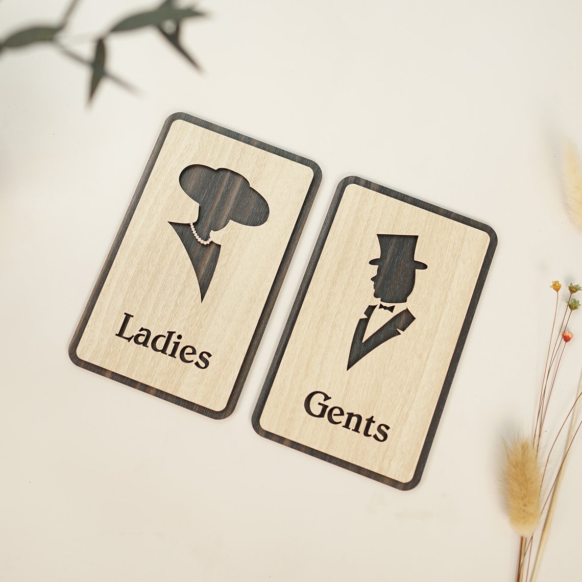 Vintage Wooden Restroom Sign: 3D Men and Women WC Decor - Etsy