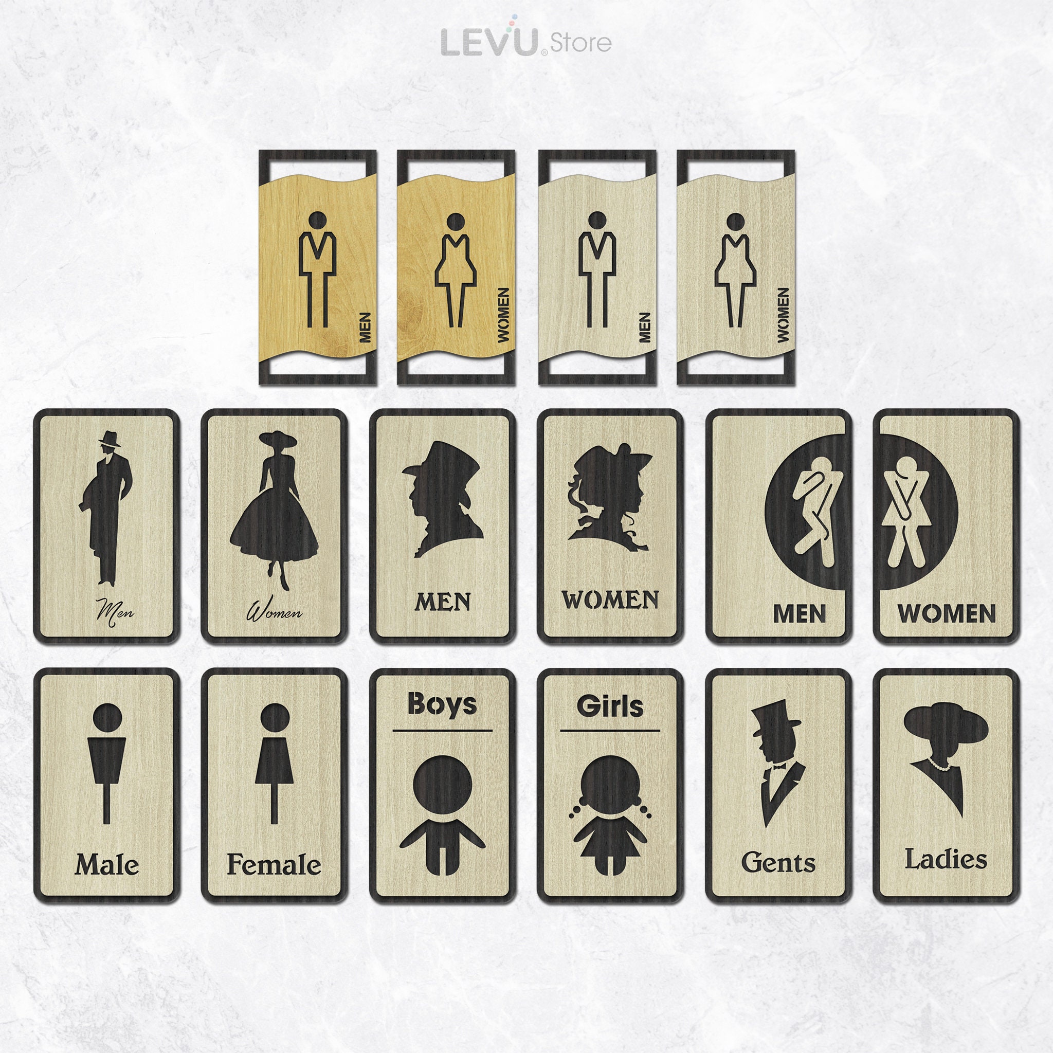 Men Women Toilet Sign, MDF Wooden Sign, Men Toilet Door Sign, Women ...