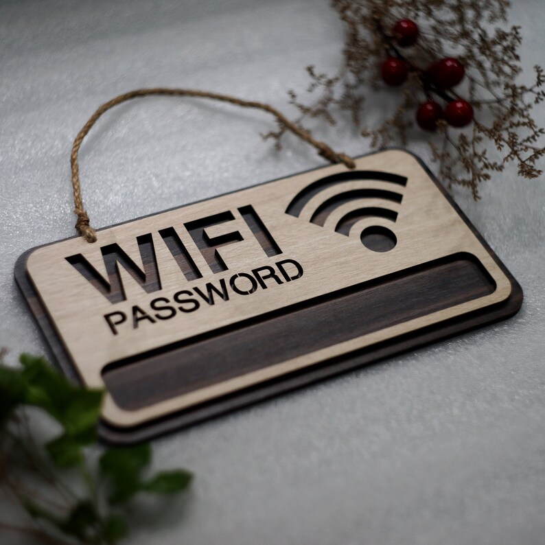 Wooden Wifi Sign, Custom Password WIFI Sign, Hotel Decor, Network Sign ...