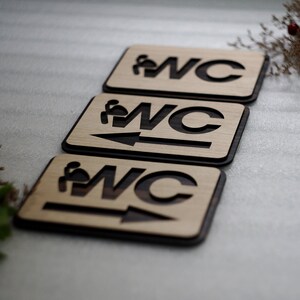 WC Sign, Toilet Door Sign, Wooden Restroom Sign, Handmade Restroom ...