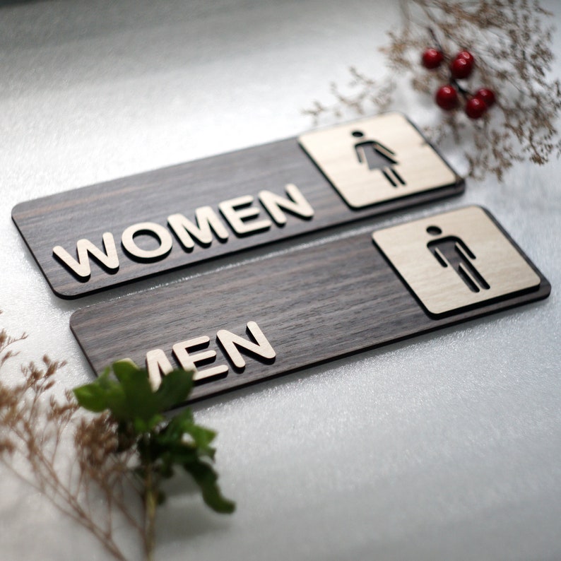Handmade Wooden Restroom Sign: Men and Women Toilet Decor - Etsy