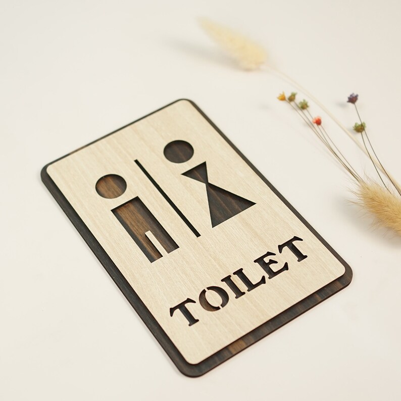 3D Wooden Toilet Sign: Vintage Restroom Door Decor - Etsy