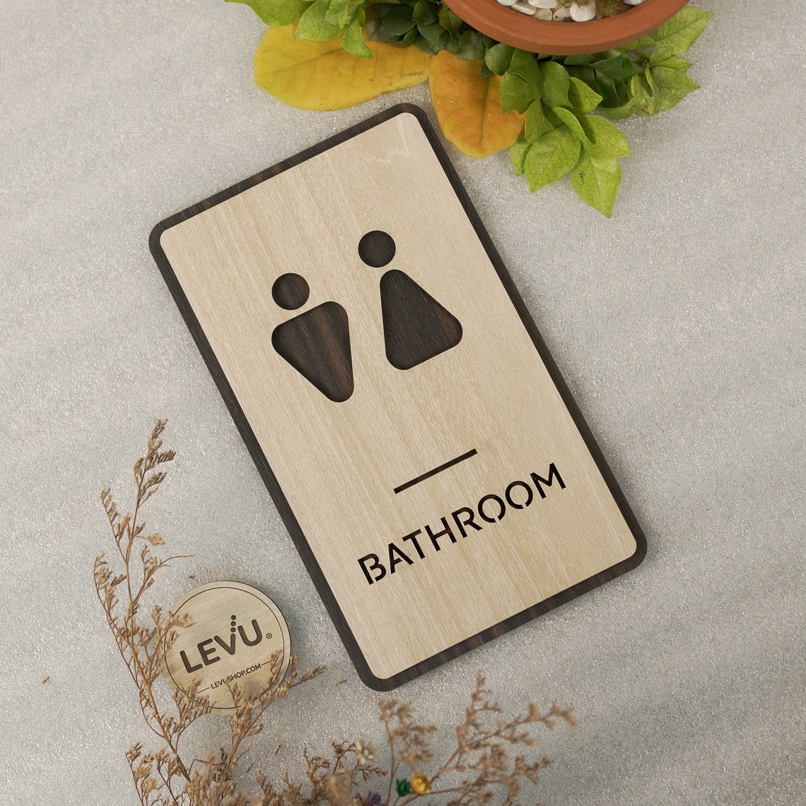 Wooden Rustic Restroom Signs, Toilet Door Signs, Bathroom Signs Modern ...
