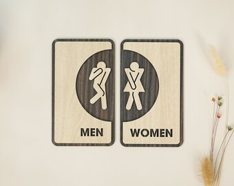 Boys and Girls Restroom Sign, WC Sign, Toilet Sign, Restroom Wooden ...