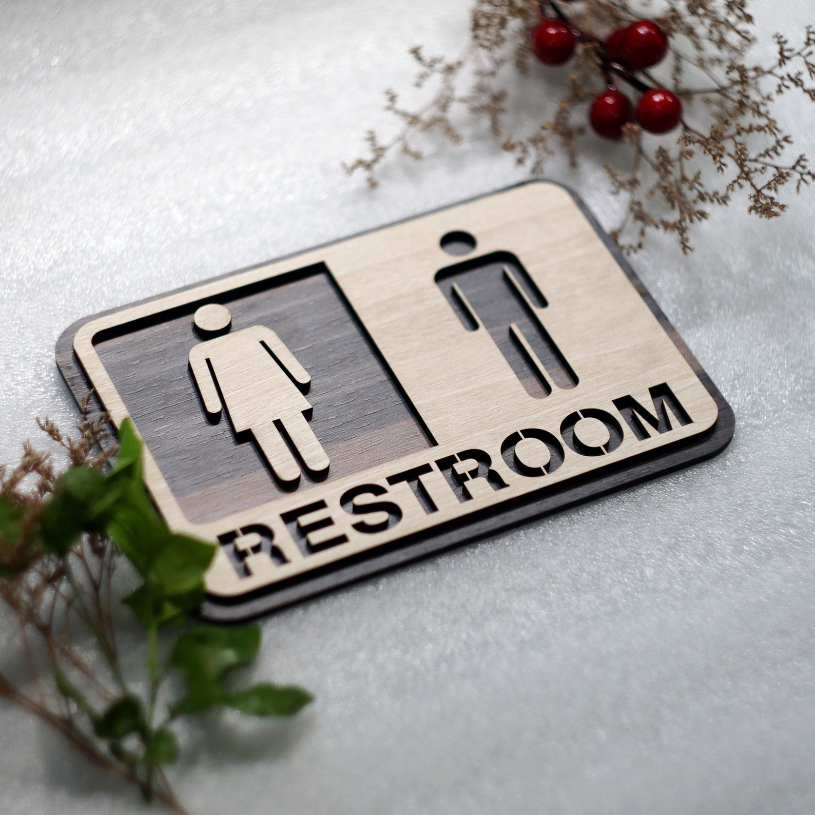 Wooden Restroom Sign Handmade Restroom Decor Signage WC - Etsy