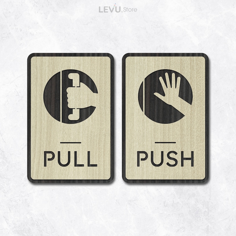 Wooden Push & Pull Door Sign Set, Doorway Signs, Hotel Doors, Office ...