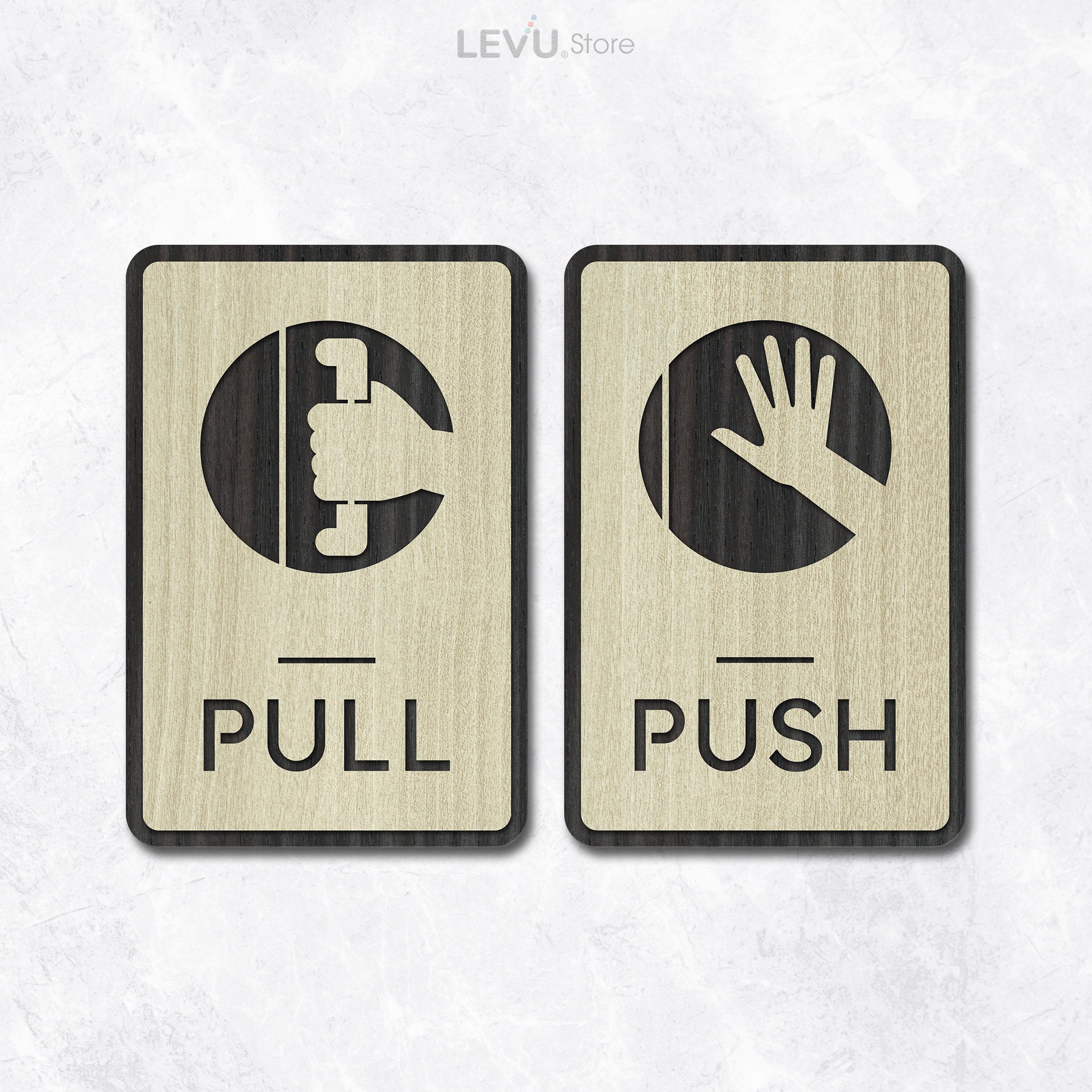 Wooden Push & Pull Door Sign Set, Doorway Signs, Hotel Doors, Office ...