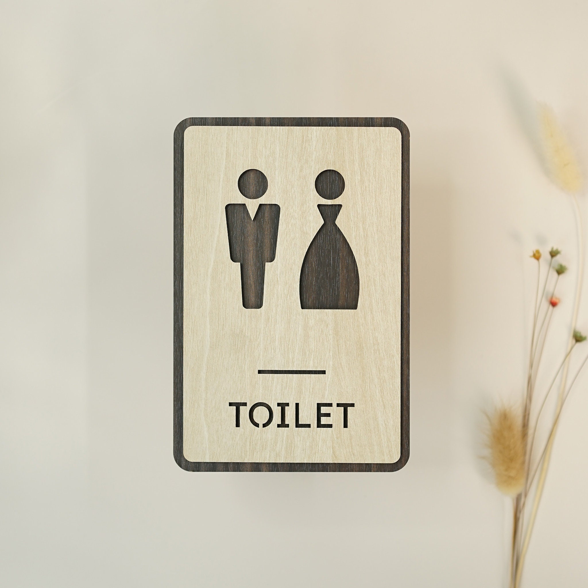 3D Wooden Restroom Sign: Modern Office Decor - Etsy