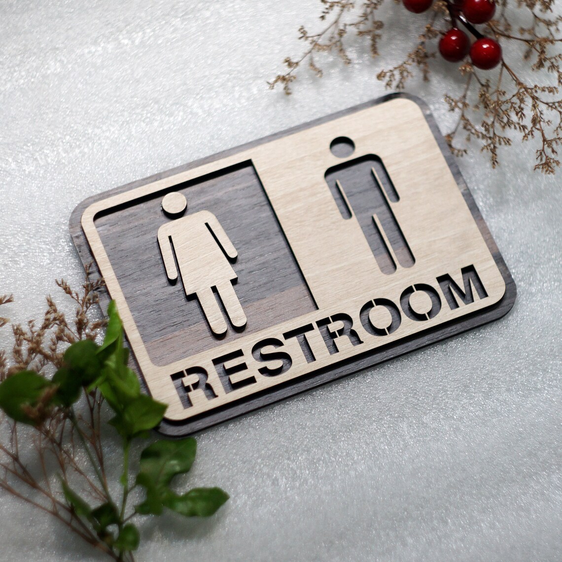 Wooden Restroom Sign Handmade Restroom Decor Signage WC - Etsy