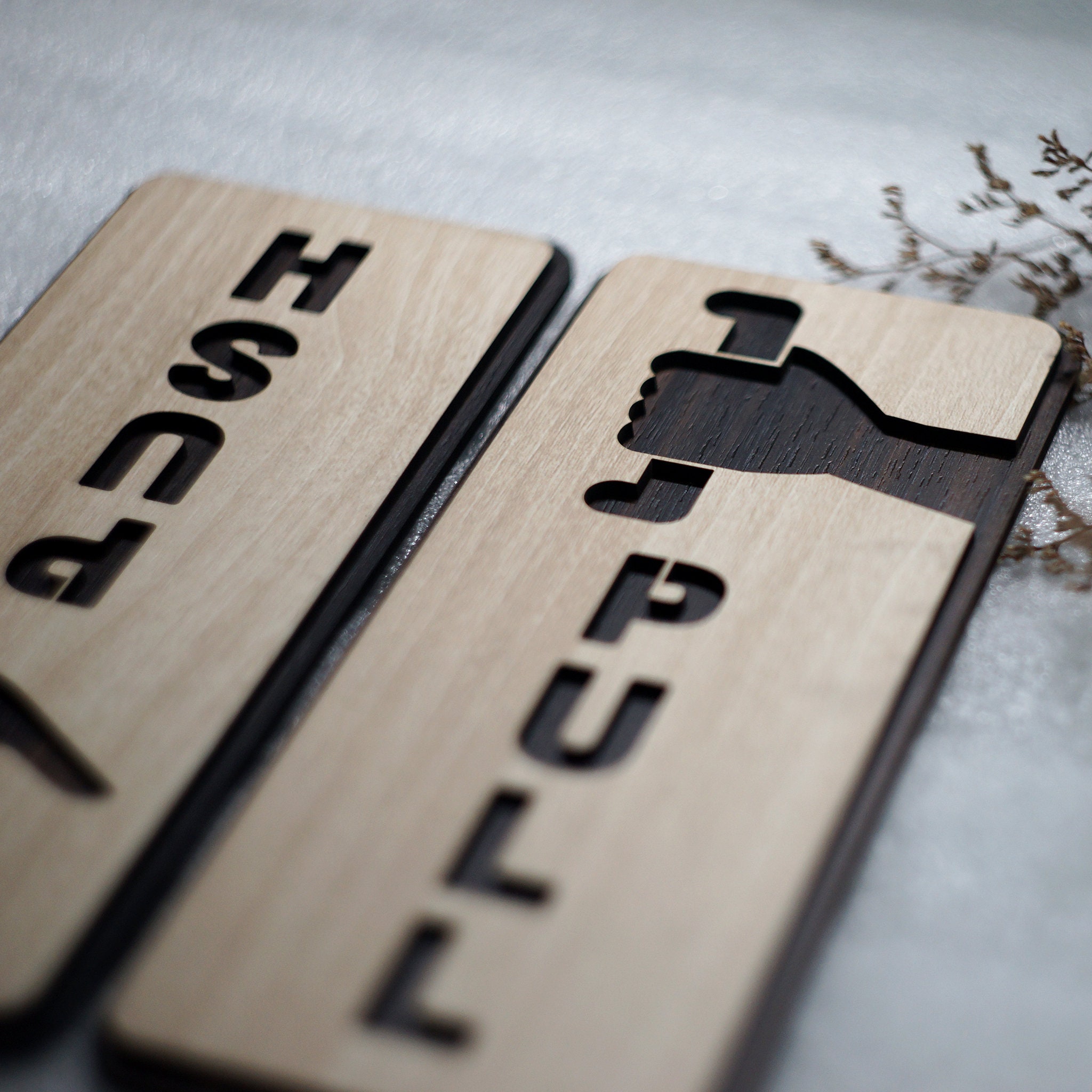 Push Pull Wooden Door Signs, Set of 2 Pull Push Signs , Vertical Office ...