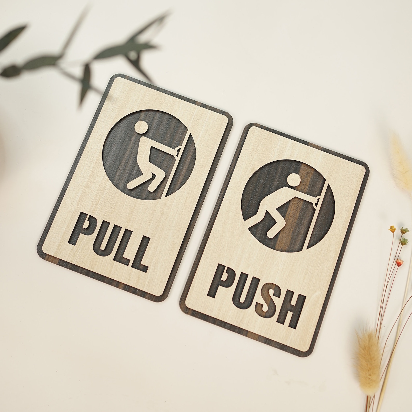 Pull & Push Signs, Pull Push Wood Sign, Pull and Push Door Signs, Home ...